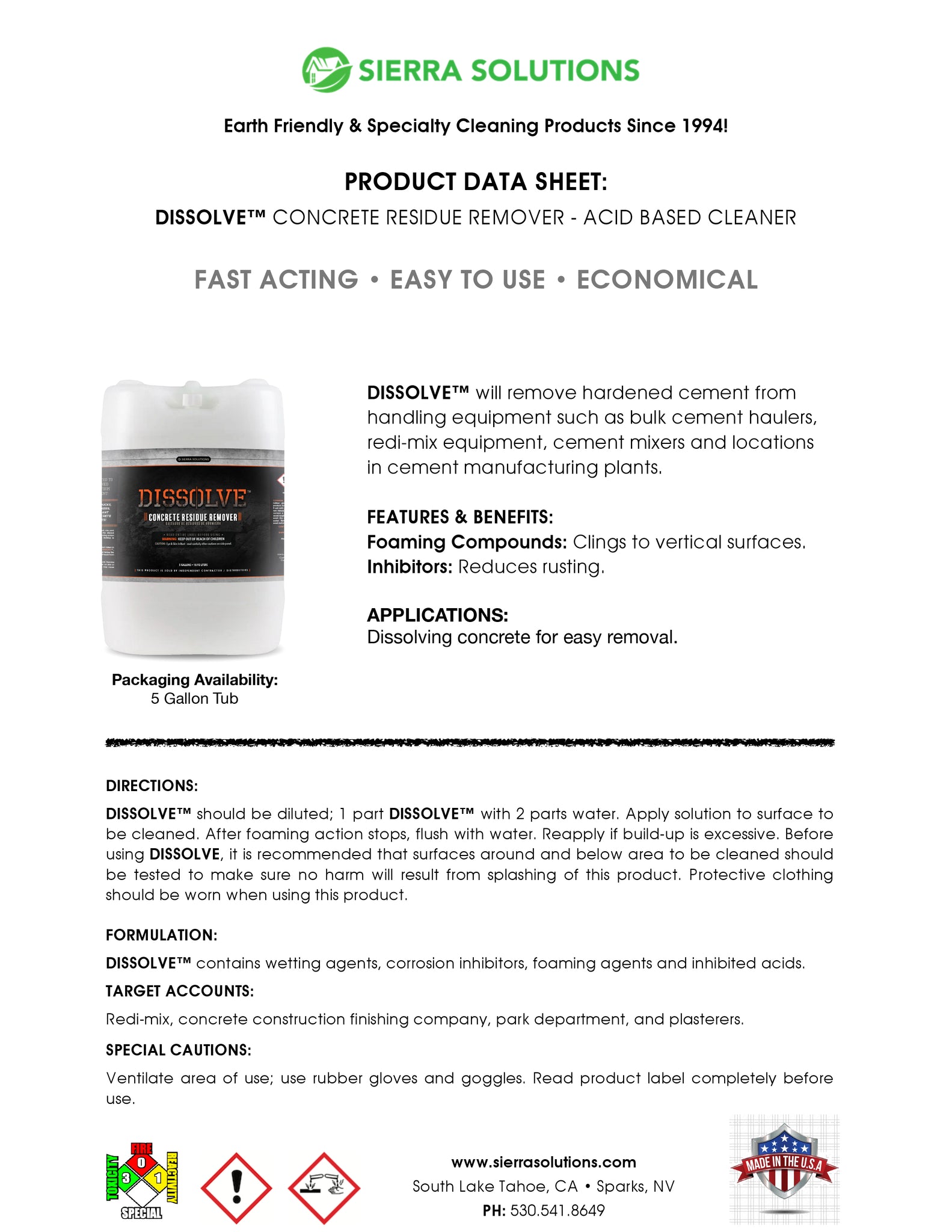 DISSOLVE™ Concrete Residue Remover/Cleaner-Concentrated-5 Gallon Tub ...