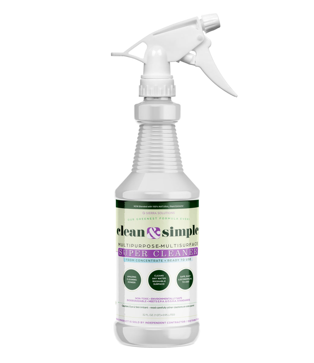 clean & simple™ SUPER CLEANER-Quart Mixing Bottle w/ Trigger Sprayer ...